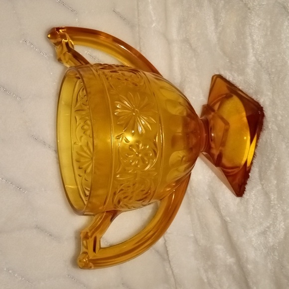 Dining | Vintage Amber Daisy Glass Footed Square Bottom | Poshmark